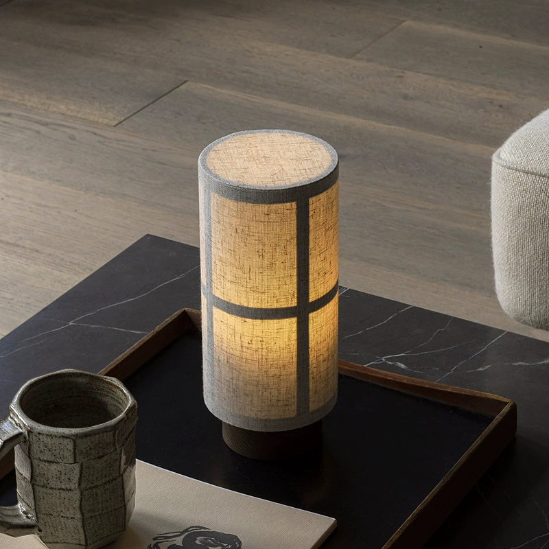 ZenGlow – LED-bordlampe i japansk stil med blød cylinderformet skærm o ...